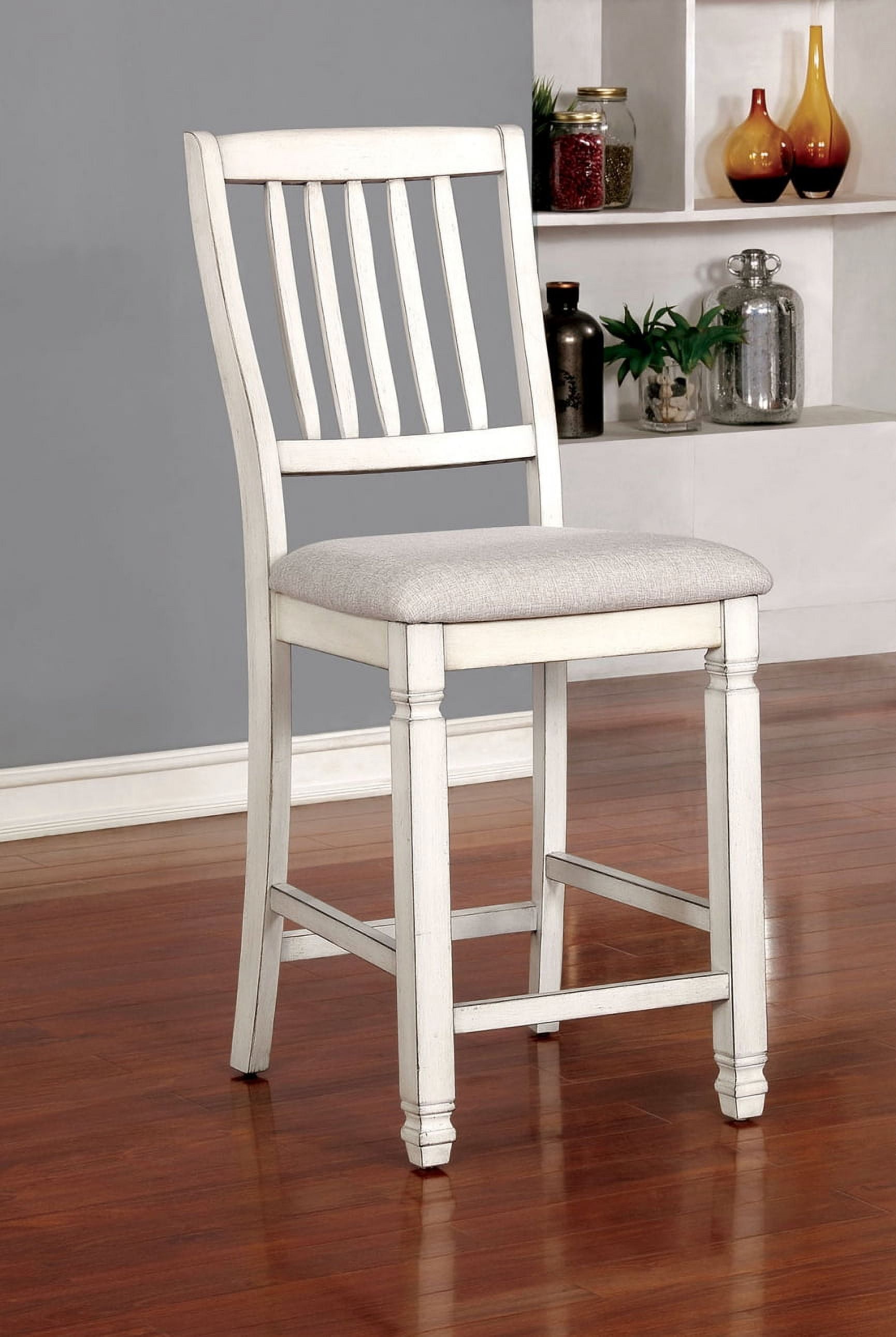 2 Pack Upholstered Dining Chairs with Ladder Backrest and Wooden Legs ...