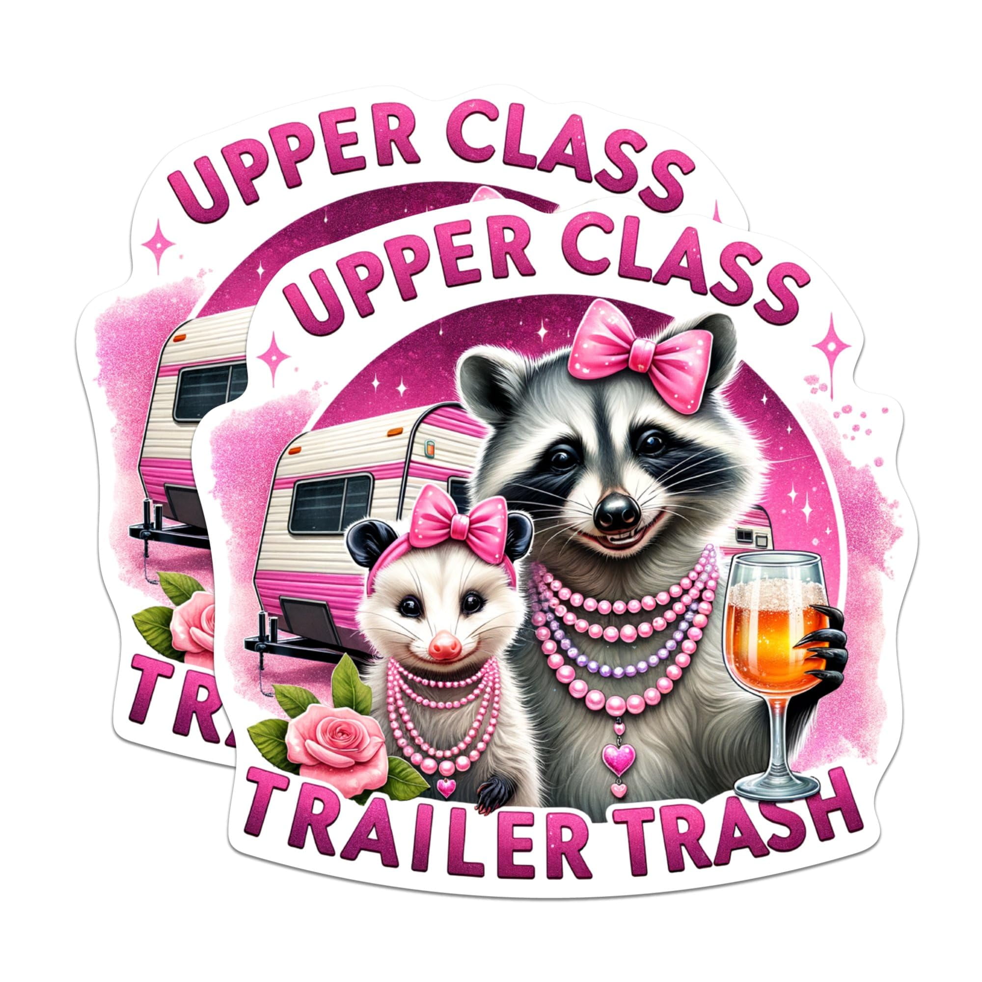 (2 Pack) Upper Class Trailer Trash Magnets - Funny Boujee Raccoon and ...