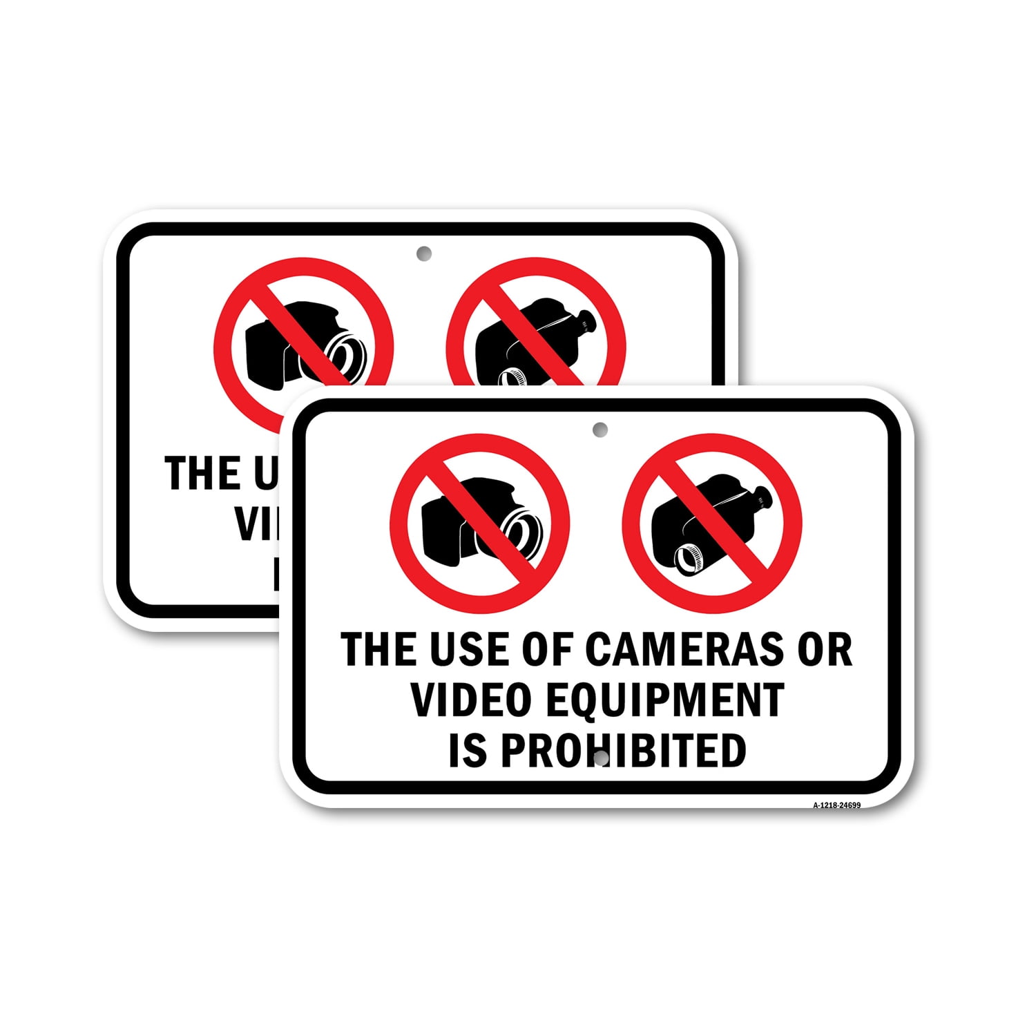 (2 Pack) Use Of Cameras Or Video Is Prohibited | 18" X 24" Heavy-Gauge ...