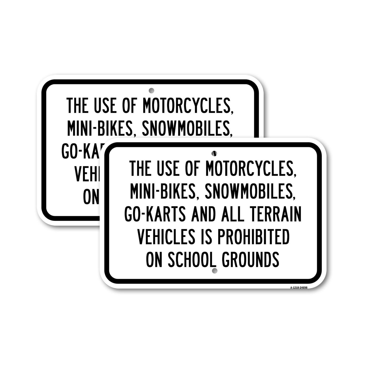 (2 Pack) Use Of Motorcycles Mini-Bikes Snowmobiles Go-Ka | 12" X 18 ...