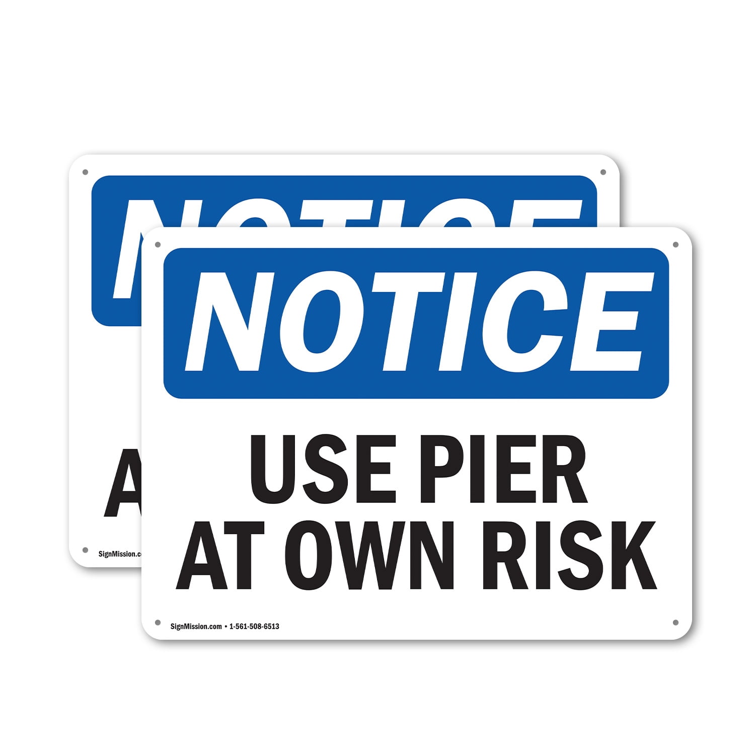(2 Pack) Use Pier At Own Risk OSHA Notice Sign 24 Inch X 18 Inch Indoor ...