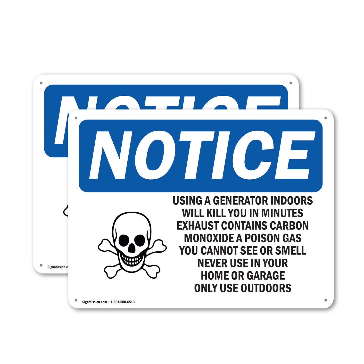 (2 Pack) Using A Generator Indoors Will OSHA Notice Sign 10 Inch X 7 ...