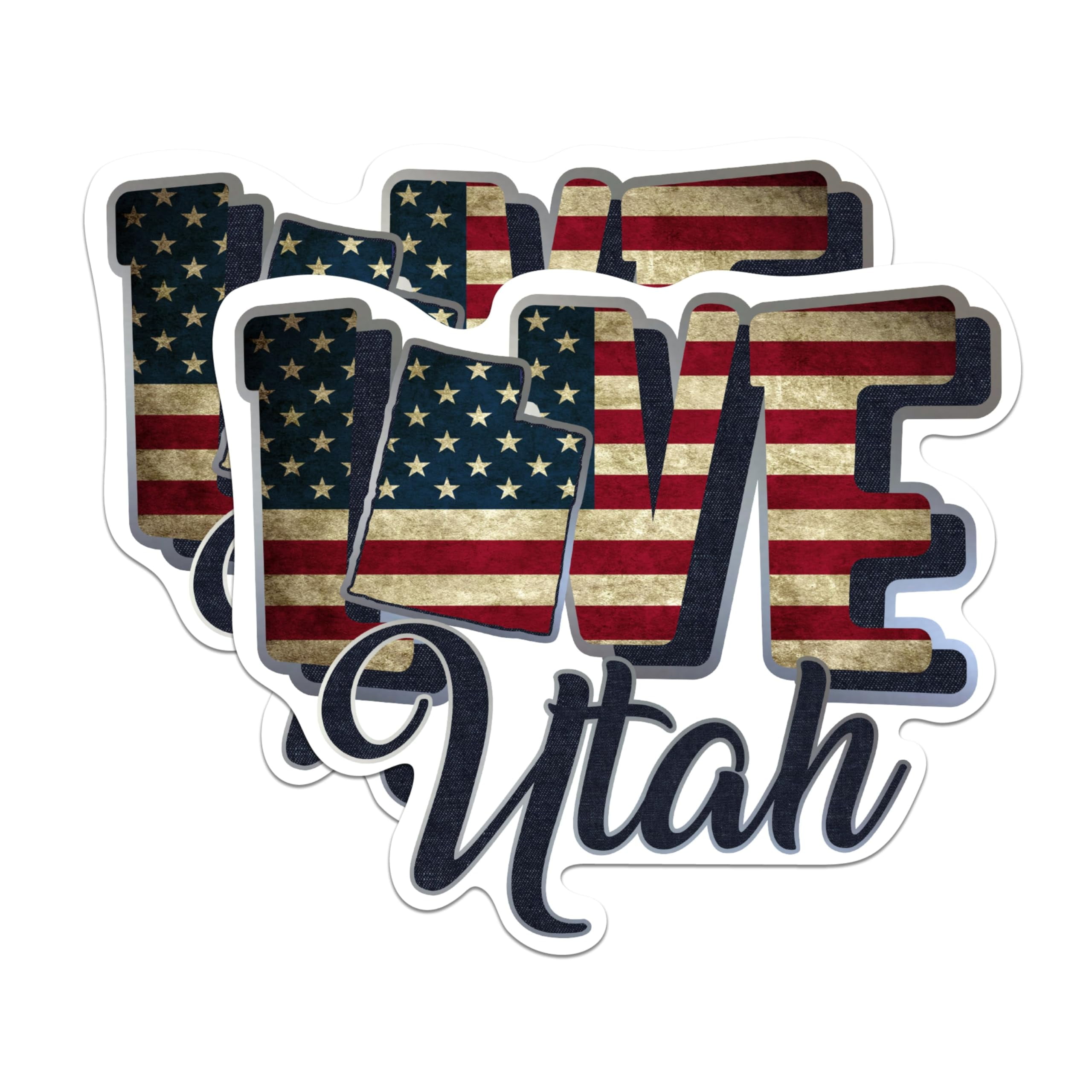(2 Pack) Utah Love State Stickers - UT State USA Flag American Pride ...