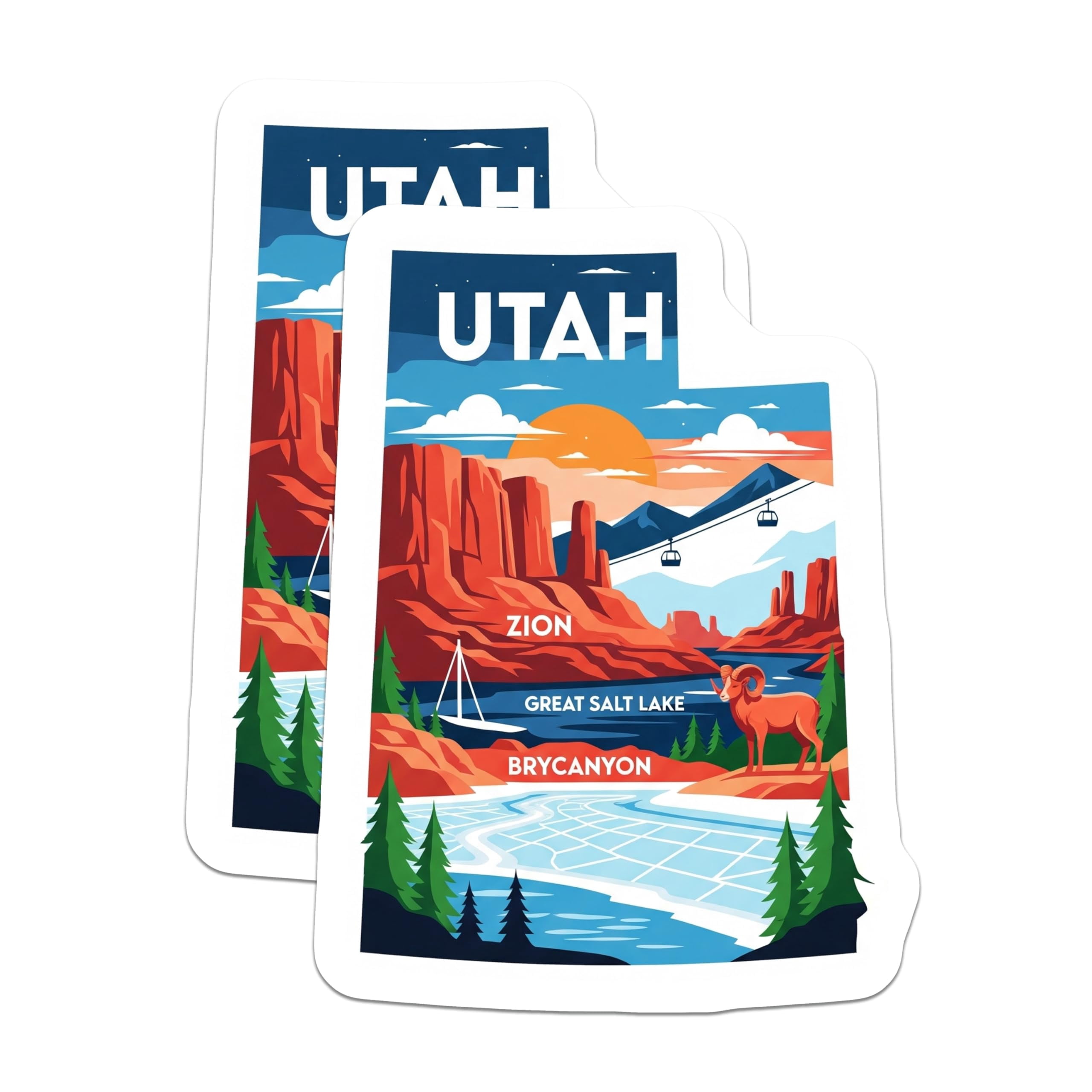 (2 Pack) Utah Stickers - National Parks Souvenir - Zion Bryce Canyon ...