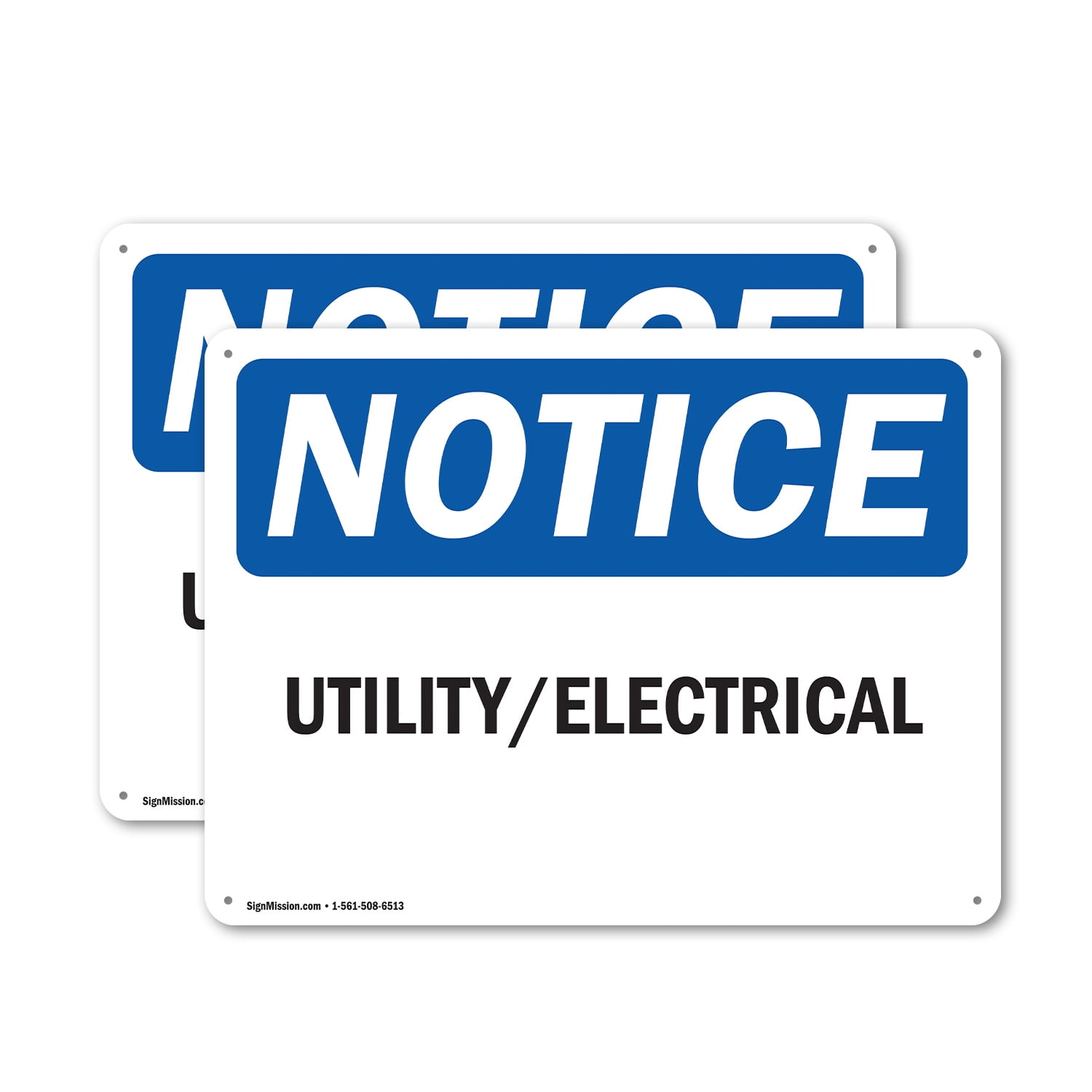 (2 Pack) Utility Electrical OSHA Notice Sign 18 Inch X 12 Inch Plastic ...