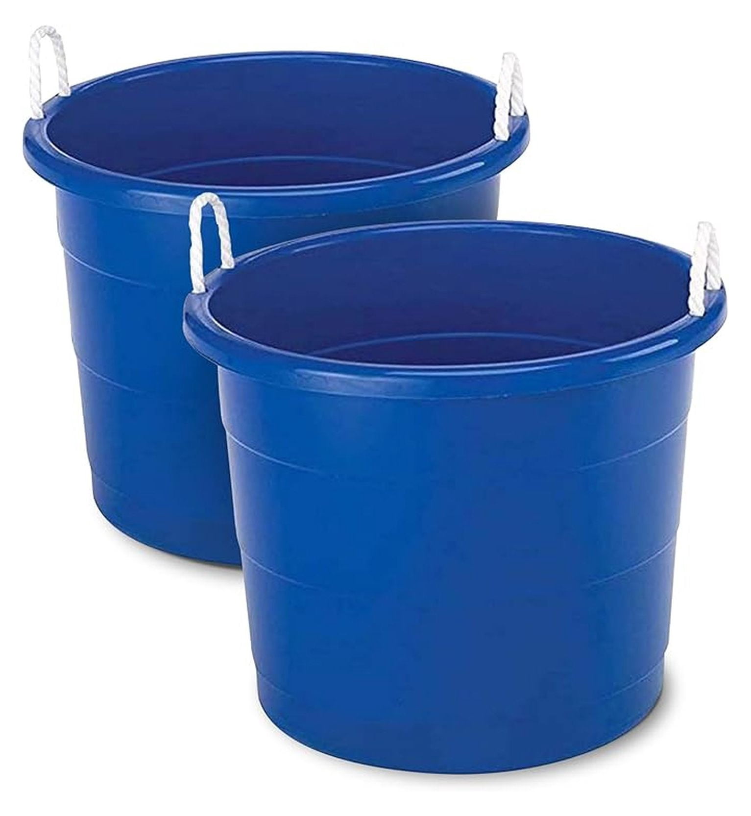 2-Pack Utility Tub, Large Plastic Storage Bucket with Rope Handles, 17 ...