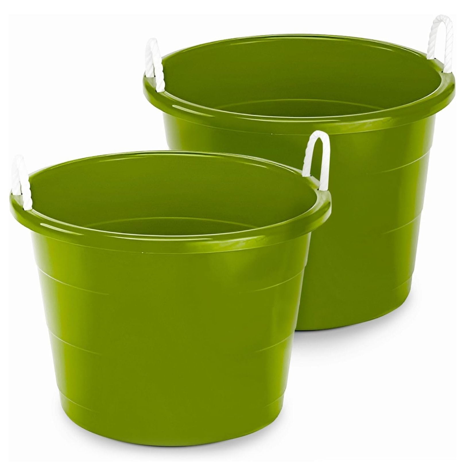 2-Pack Utility Tub, Large Plastic Storage Bucket with Rope Handles, 17 ...