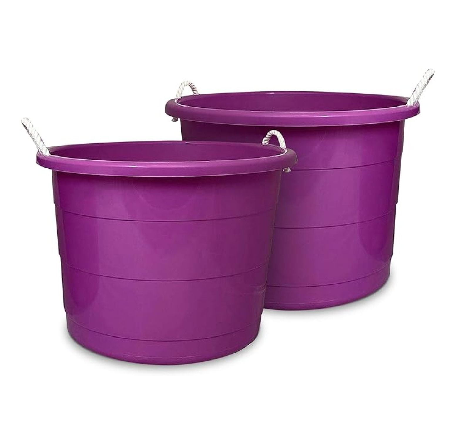 2-Pack Utility Tub, Large Plastic Storage Bucket with Rope Handles, 17 ...