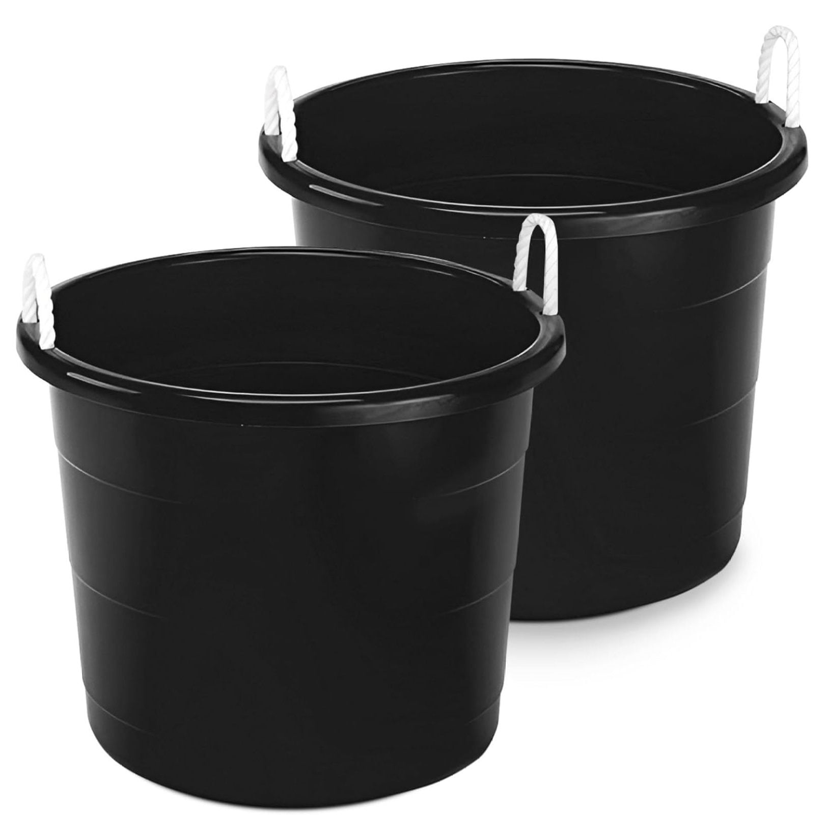 2-Pack Utility Tub, Large Plastic Storage Bucket with Rope Handles, 18 ...