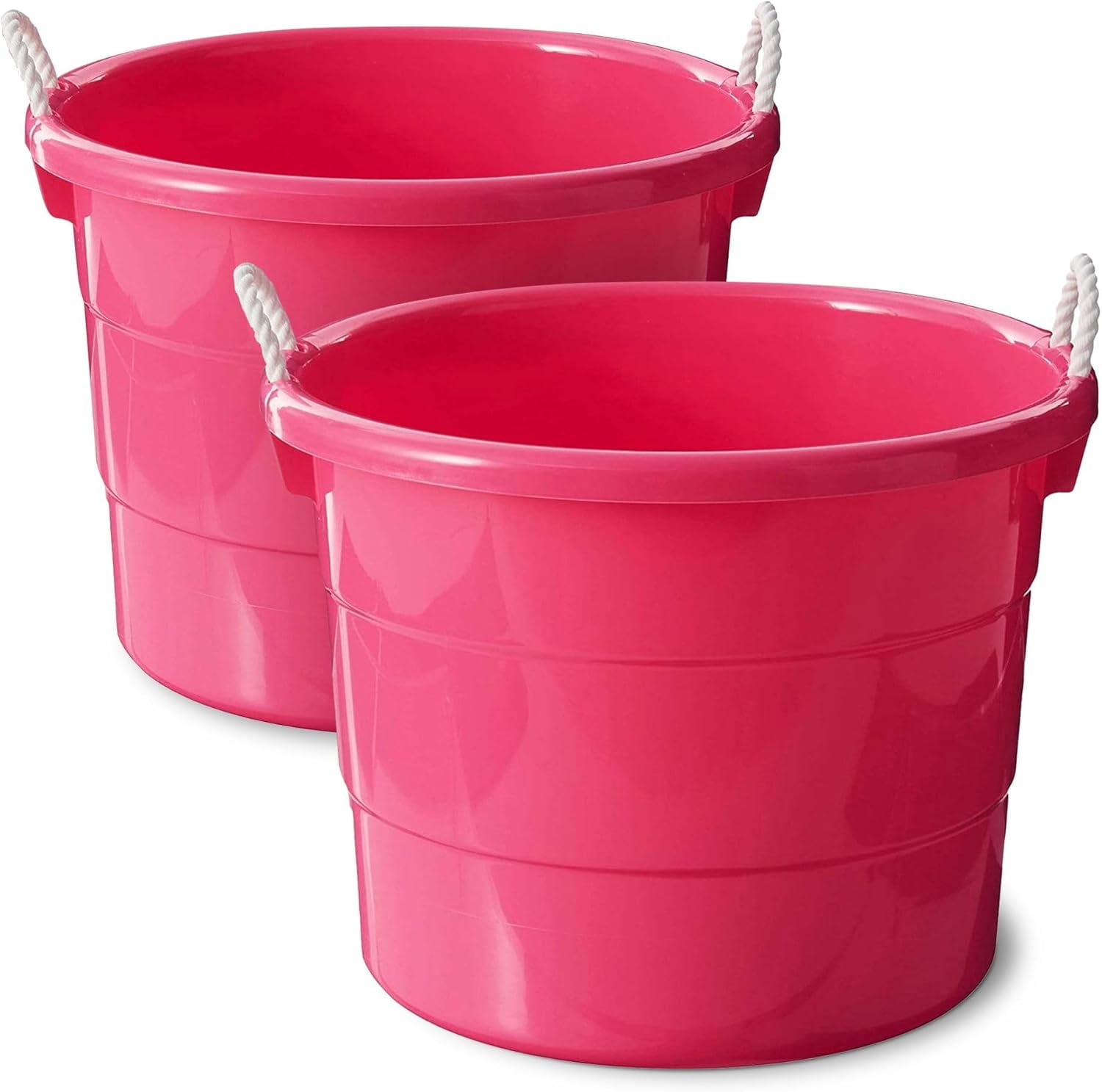 2-Pack Utility Tub, Large Plastic Storage Bucket with Rope Handles, 18 ...