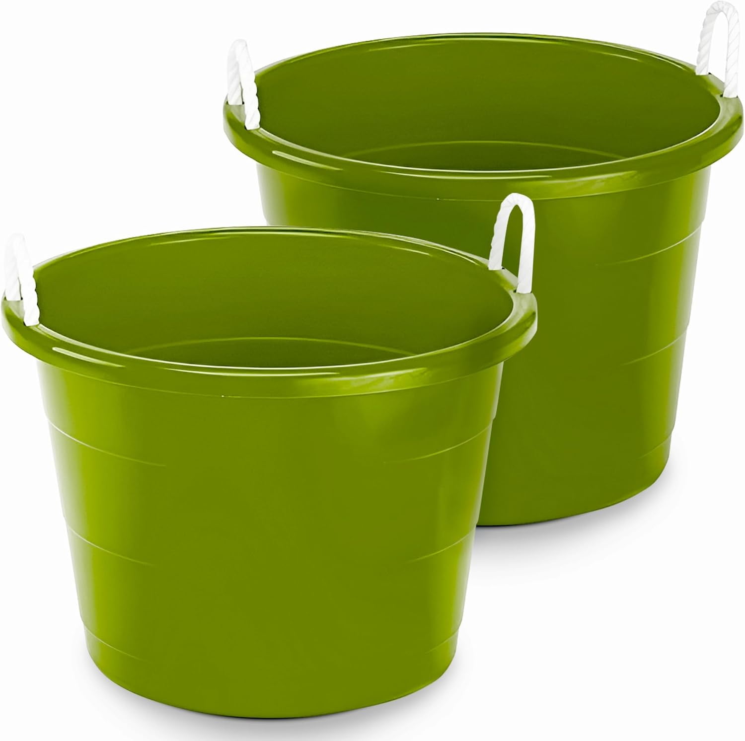 2-Pack Utility Tub, Large Plastic Storage Bucket with Rope Handles, 17 ...