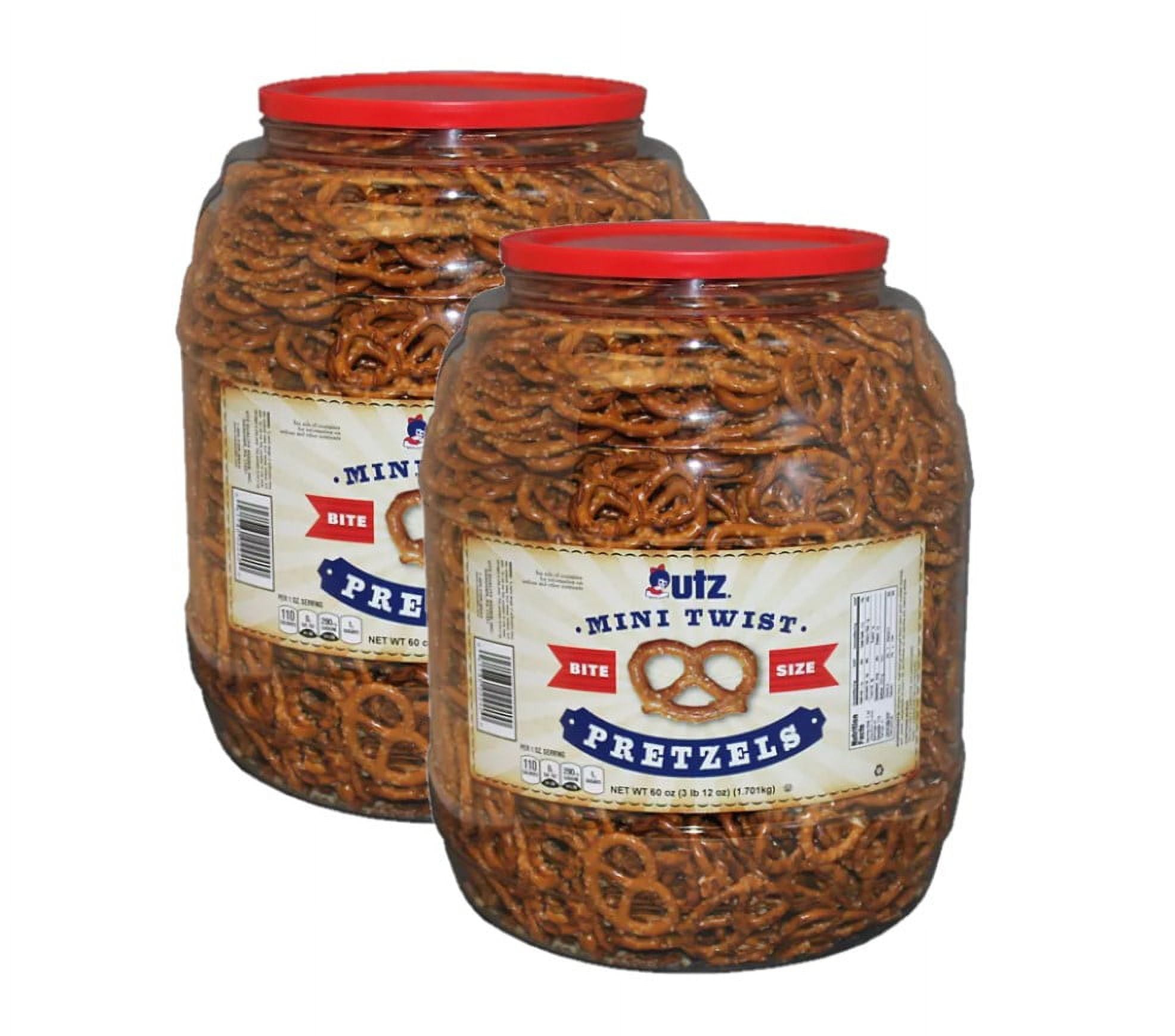 Utz Mini Twist Pretzels - Salty Snack in Bulk Size Canister, 2 Pack, 60 ...