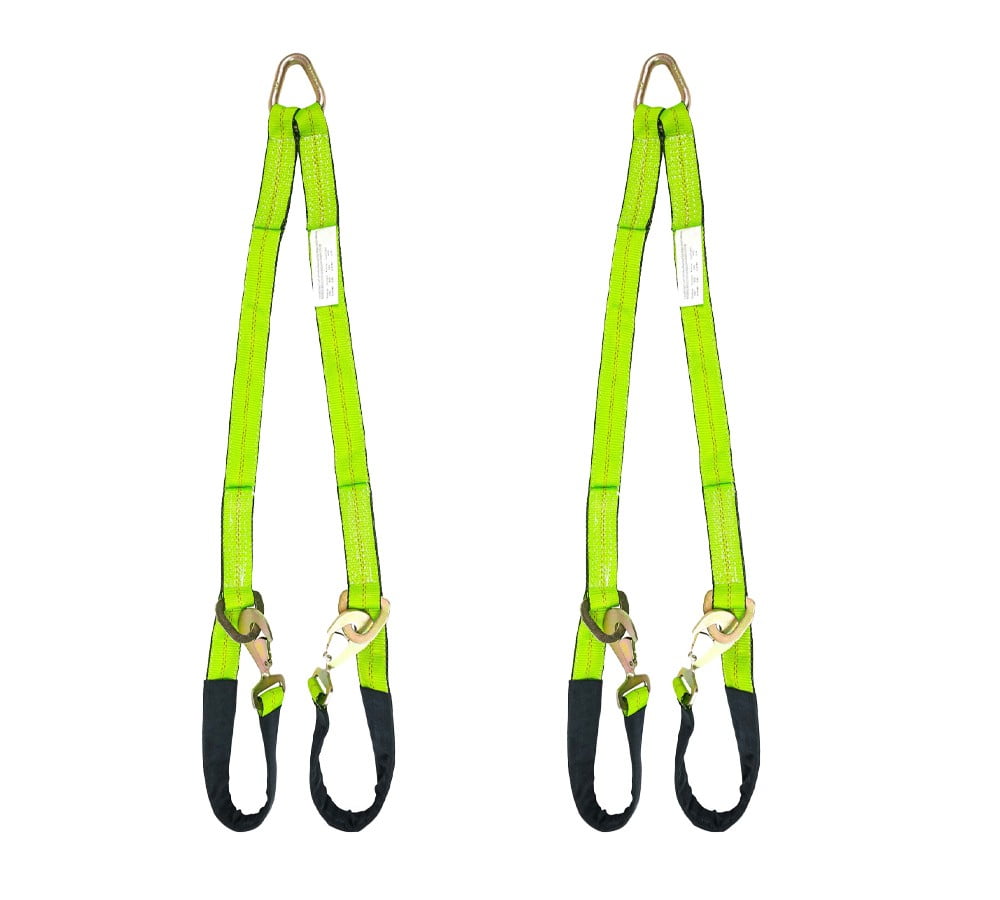 (2 Pack) V-Bridle Strap 2" x 4' w/Snap Hooks w/Cordura Sleeve and Axle ...