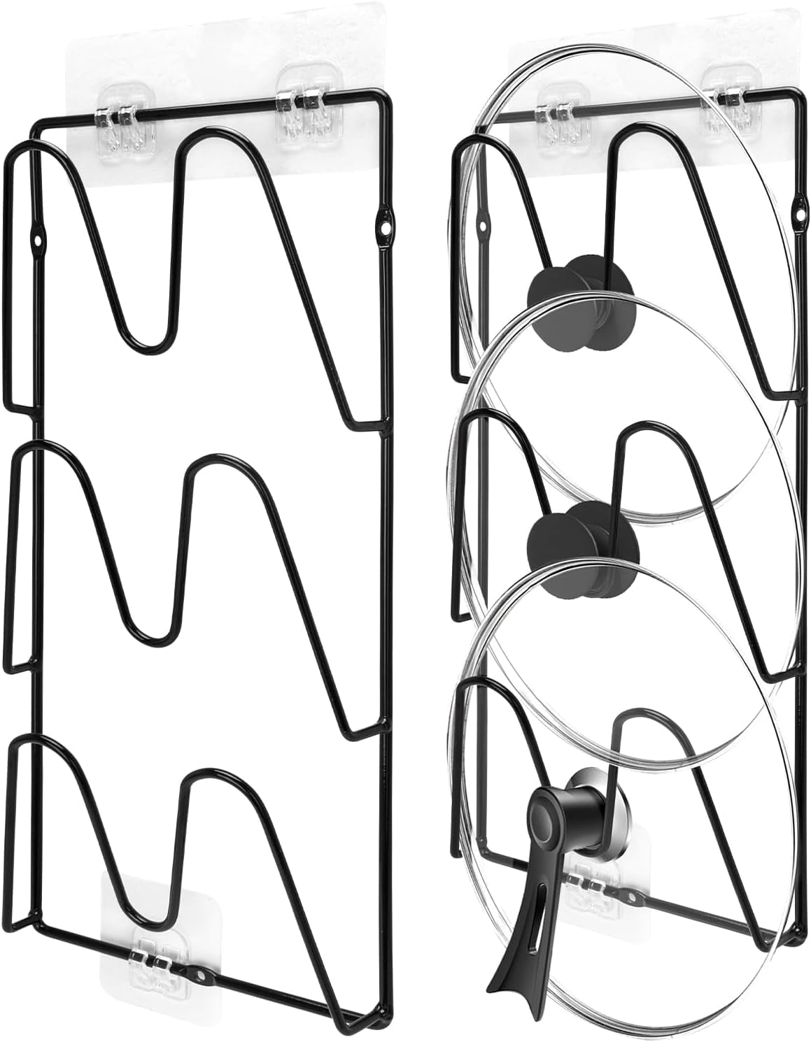 2 Pack V-Wall Pot Lid Holder for Cabinet Door, 6 Tier No-Drill Adhesive ...