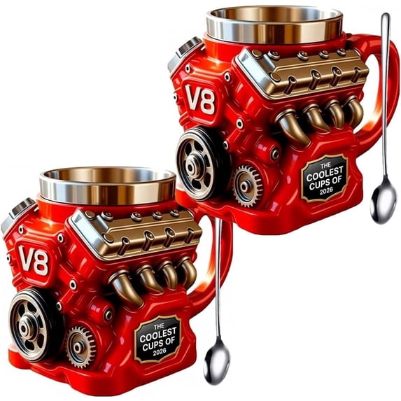 2-Pack V8 Engine Coffee Mug, Stainless Steel Double Wall Insulated ...