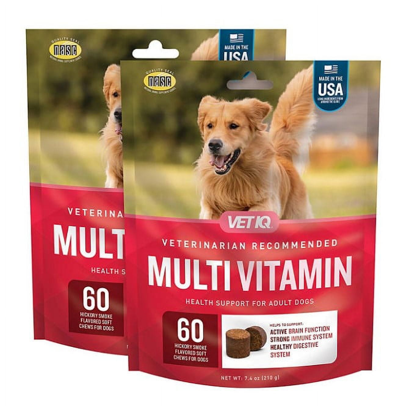 VETIQ 2 Pack Multivitamin Adult Dog Chewable Supplements, Hickory Smoke ...