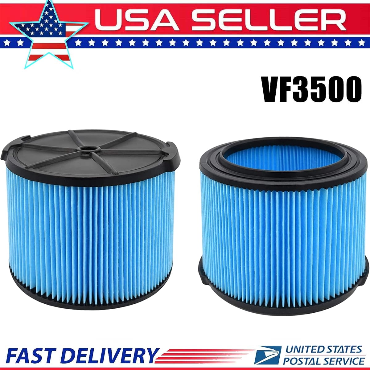 2 Pack VF3500 Replacement Filter for Ridgid Shop Vacuum 3-4.5 Gallon ...
