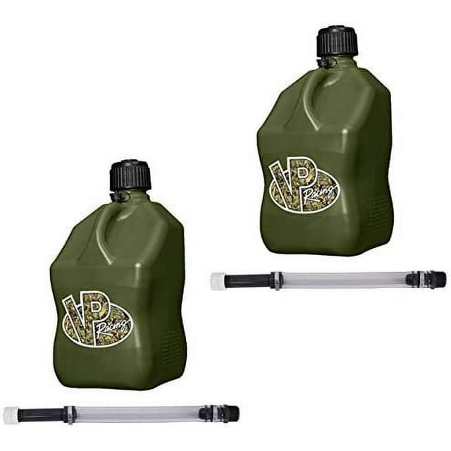 2 Pack VP 5 Gallon Square Camo Racing Utility Jugs with 2 Deluxe Filler ...