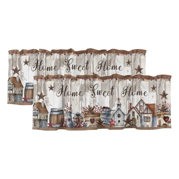 2 Pack Valance for Windows, Sweet Home Country Star Rod Pocket Valances ...