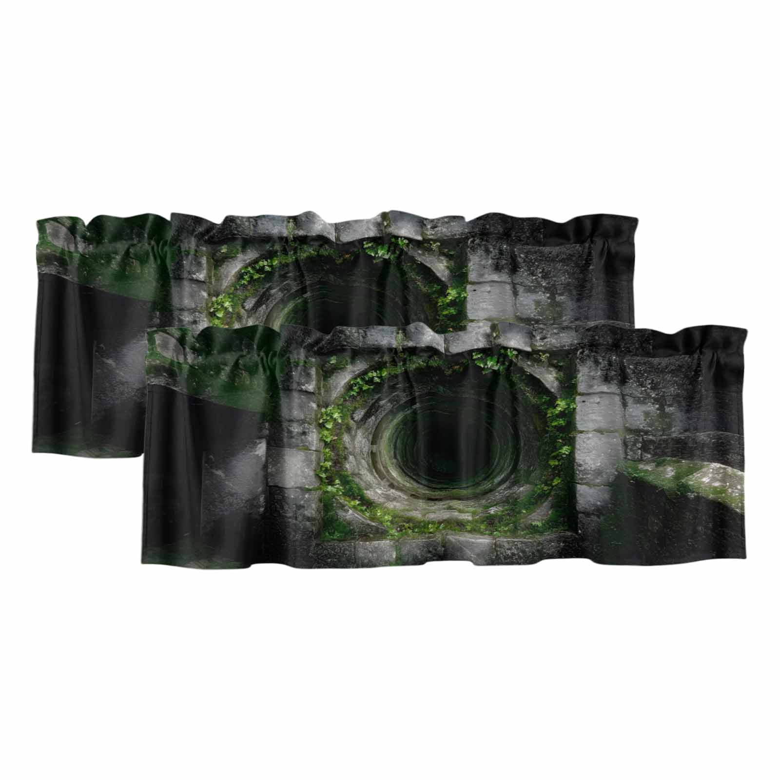 2 Pack Valances for Window, 3D Optical Illusion Short Curtains for ...