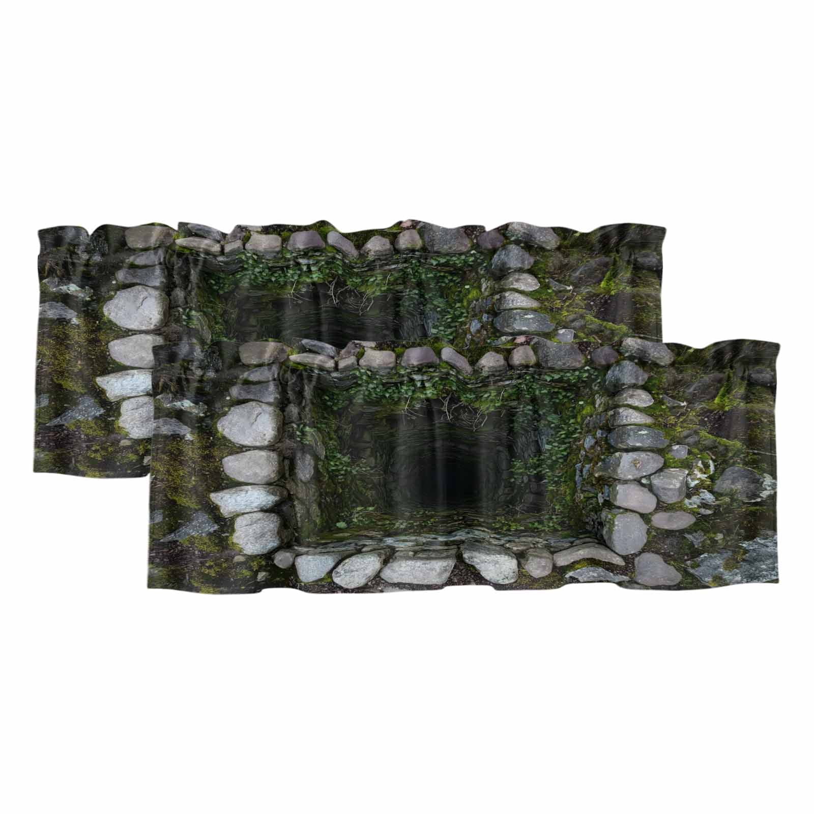 2 Pack Valances for Window, 3D Optical Illusion Short Curtains for ...