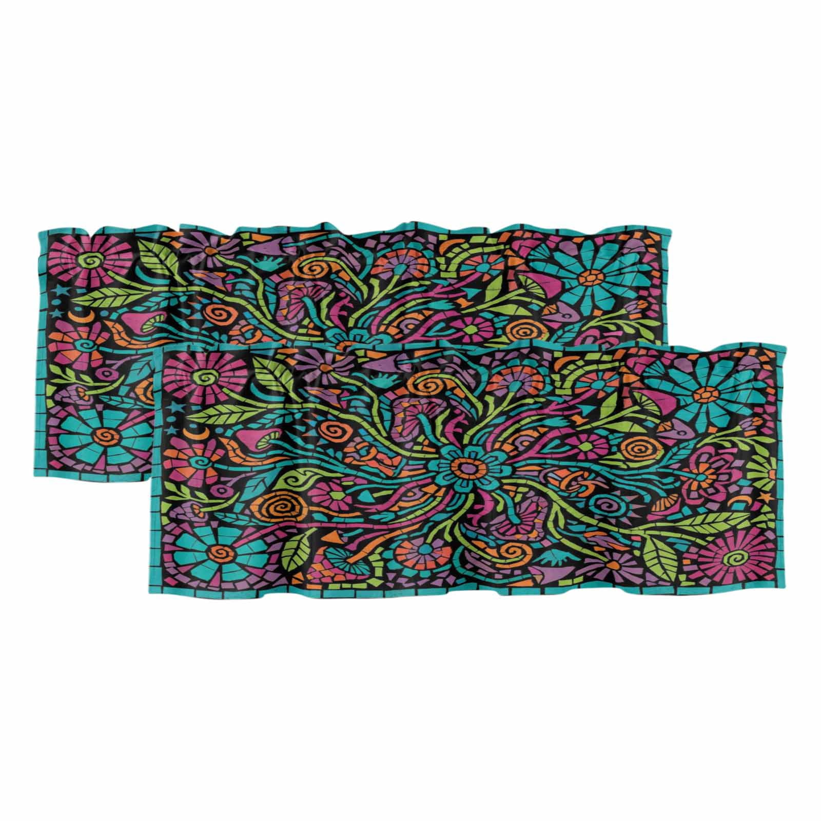 2 Pack Valances for Window, Abstract Flower Short Curtains for Kitchen ...