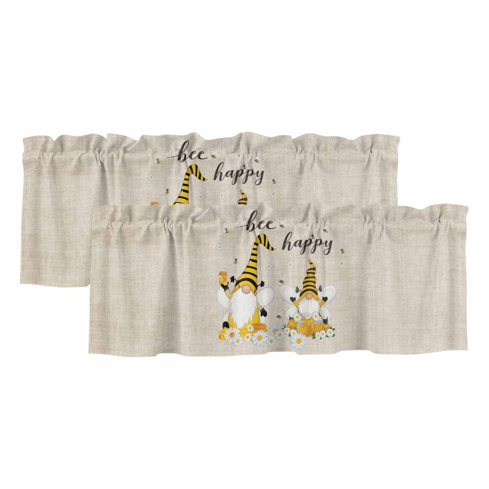 2 Pack Valances for Window, Bee Gnomes Short Curtains for Kitchen ...