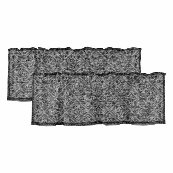 2 Pack Valances for Window, Black Flowers Short Curtains for Kitchen ...
