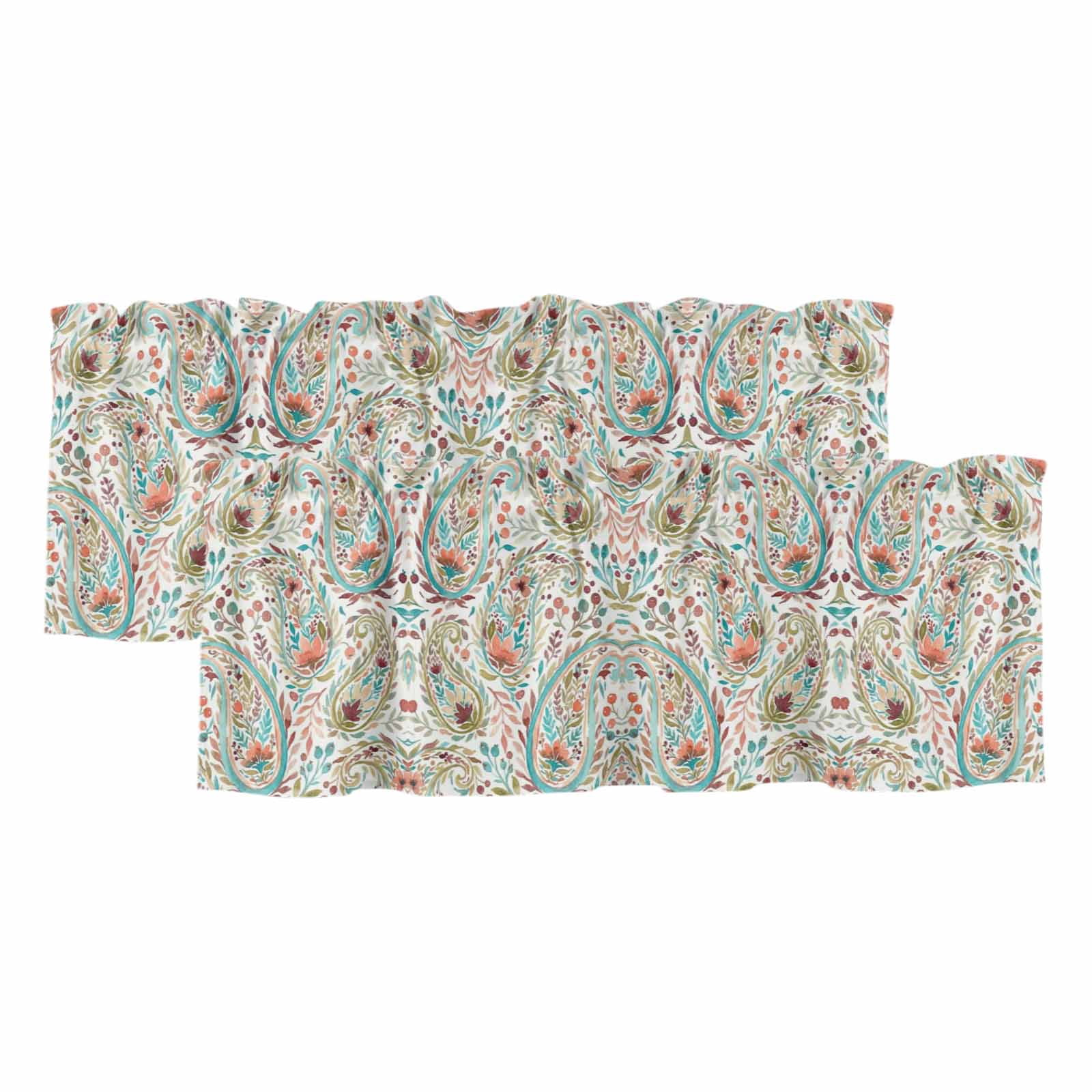 2 Pack Valances for Window, Boho Flower Short Curtains for Kitchen ...