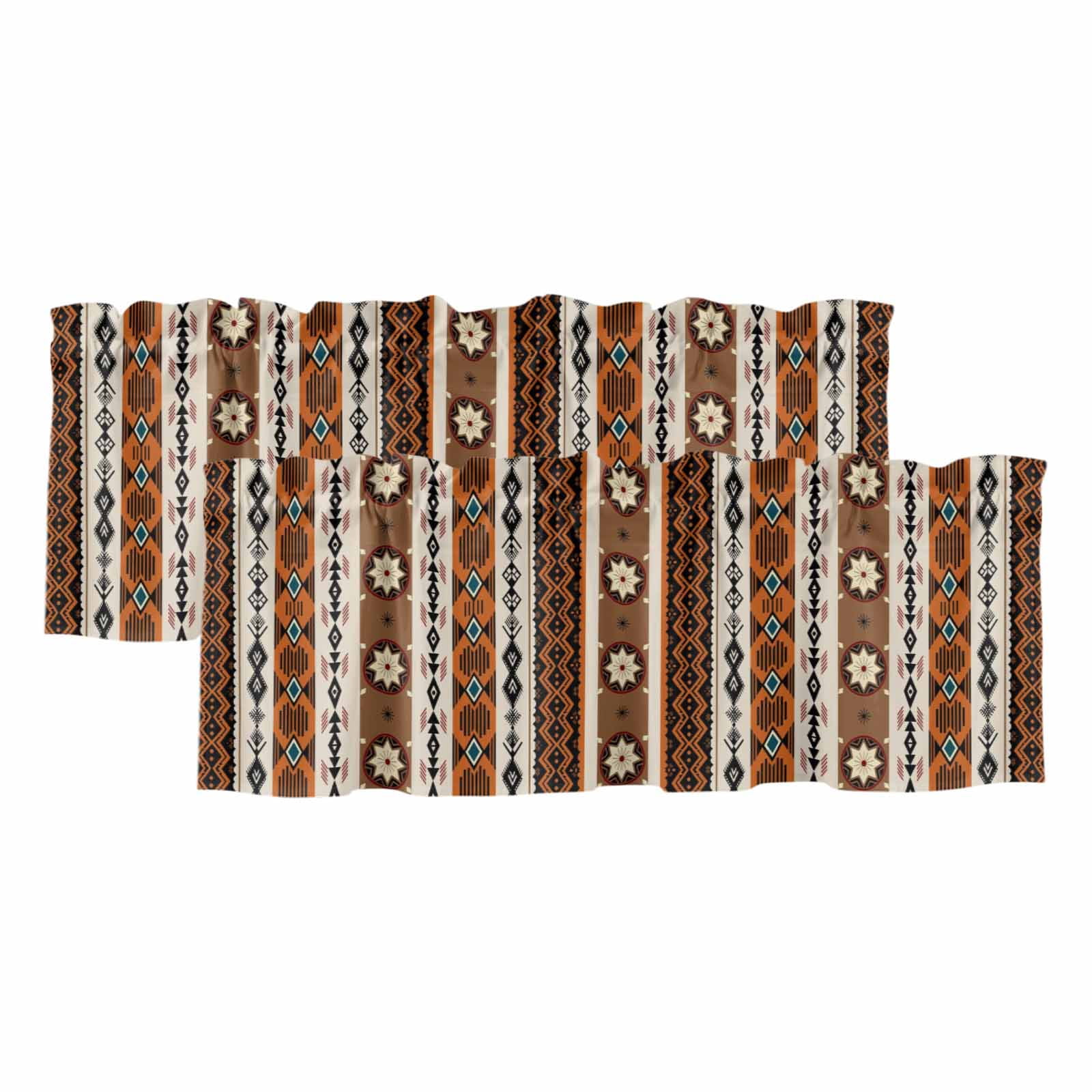 2 Pack Valances for Window, Brown Beige Boho Short Curtains for Kitchen ...