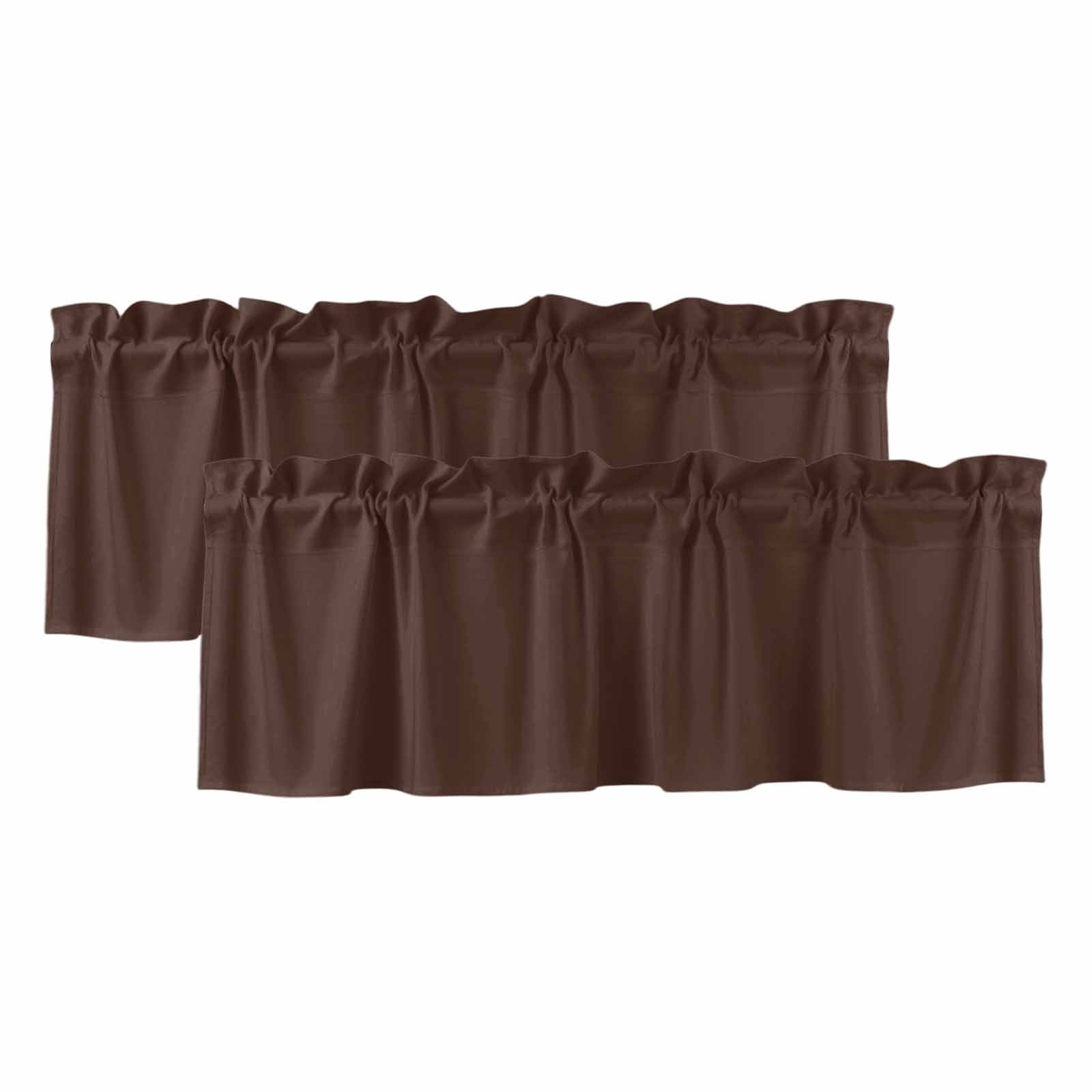 2 Pack Valances for Window, Brown Pure Color Short Curtains for Kitchen ...
