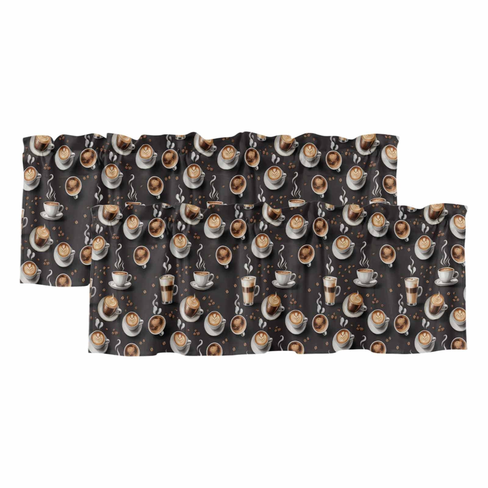 2 Pack Valances for Window, Coffee Short Curtains for Kitchen Bedroom ...