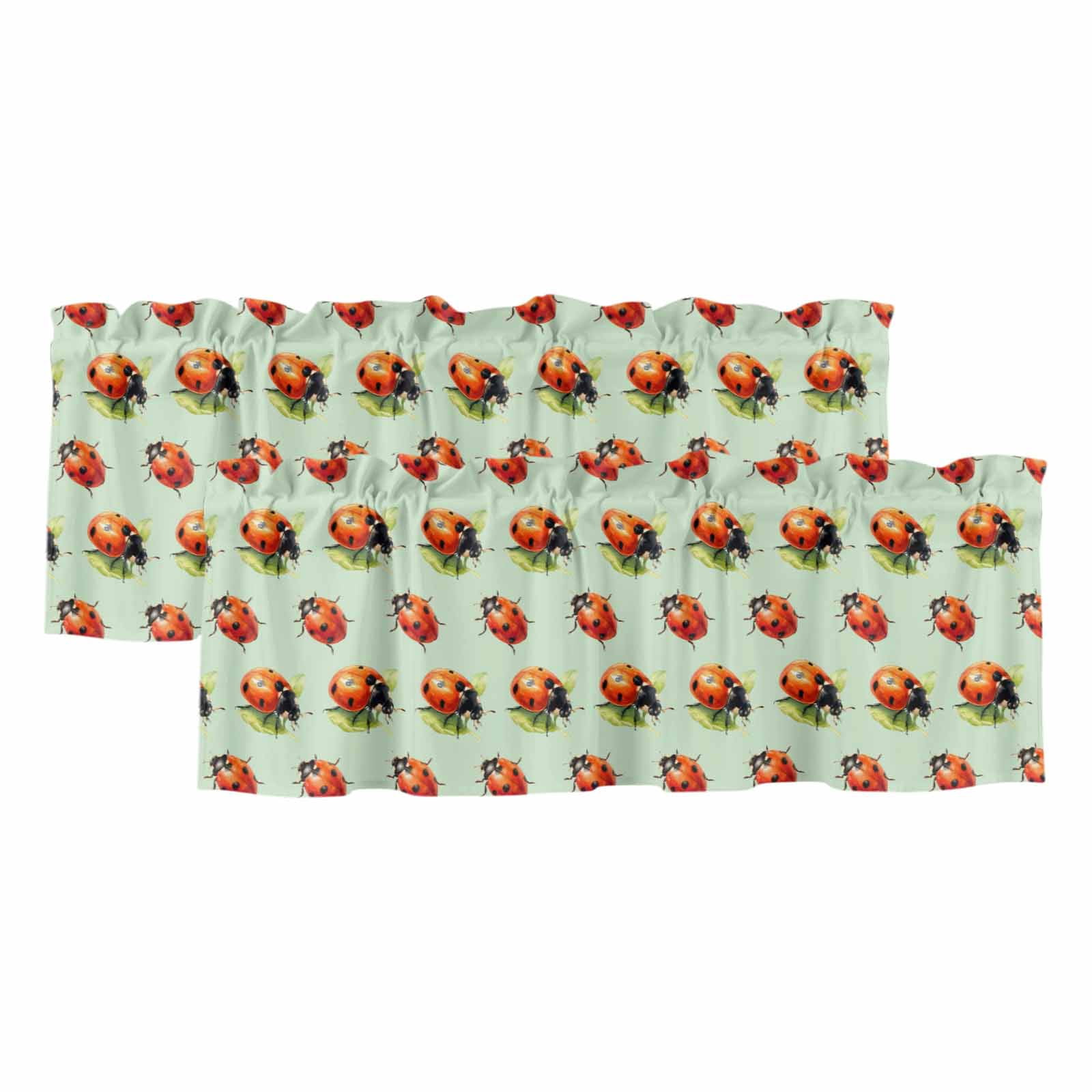 2 Pack Valances for Window, Cute Ladybugs Short Curtains for Kitchen ...