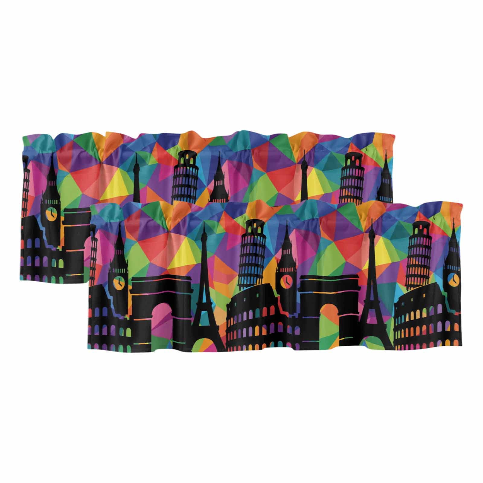 2 Pack Valances for Window, Eiffel Tower Short Curtains for Kitchen ...