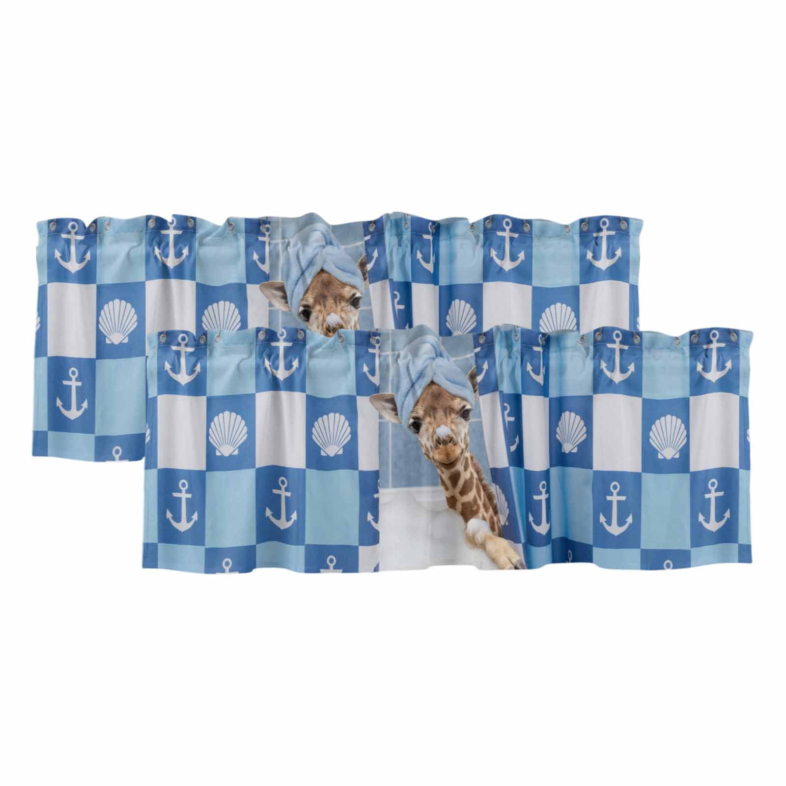 2 Pack Valances for Window, Funny Giraffe Short Curtains for Kitchen ...