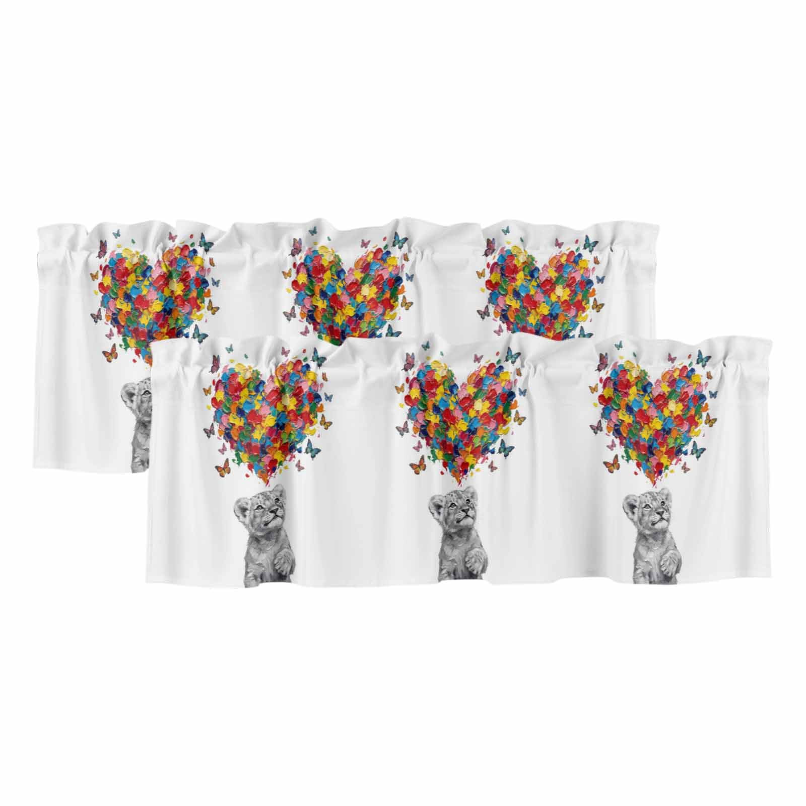 2 Pack Valances for Window, Funny Lions Short Curtains for Kitchen ...