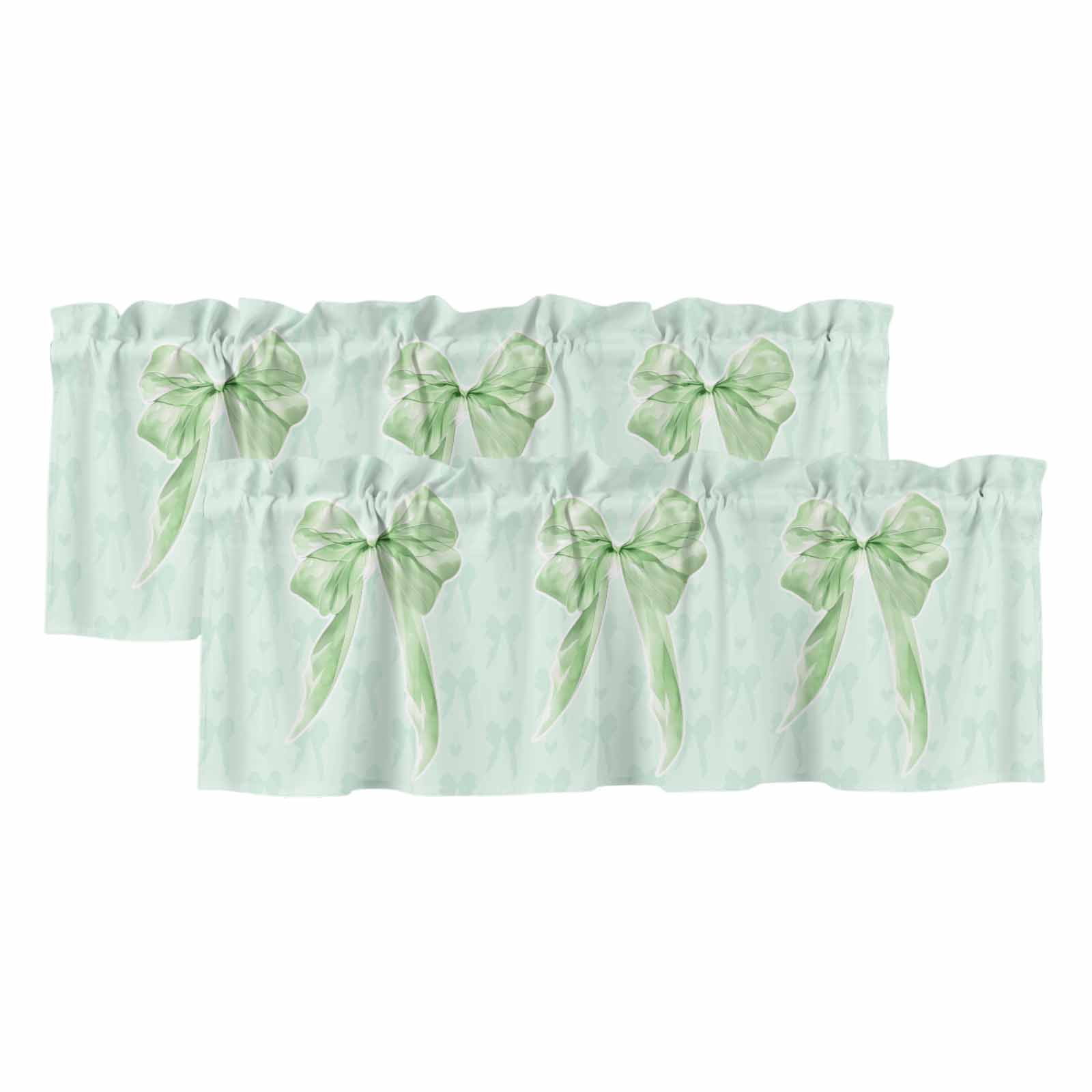 2 Pack Valances for Window, Green Bow Short Curtains for Kitchen ...