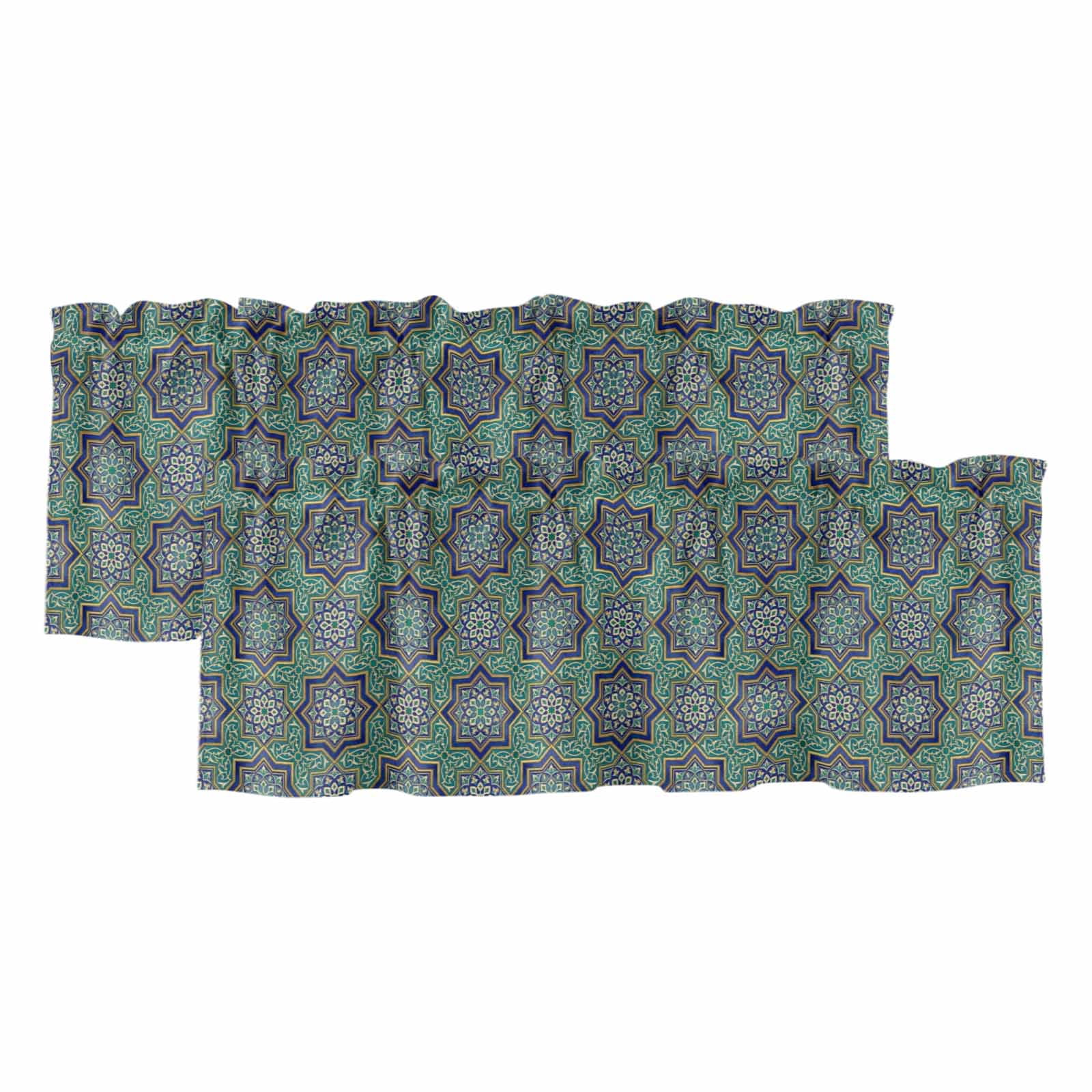 2 Pack Valances for Window, Green Mediterranean Short Curtains for ...