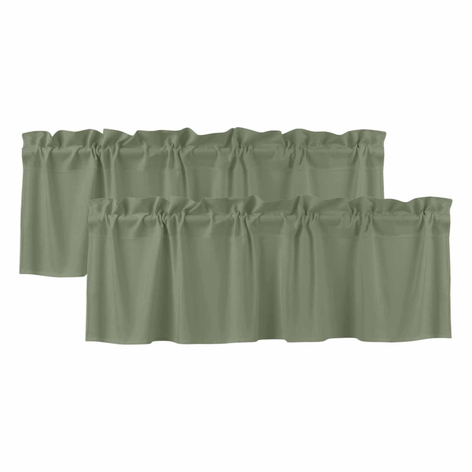 2 Pack Valances for Window, Green Solid Color Short Curtains for ...