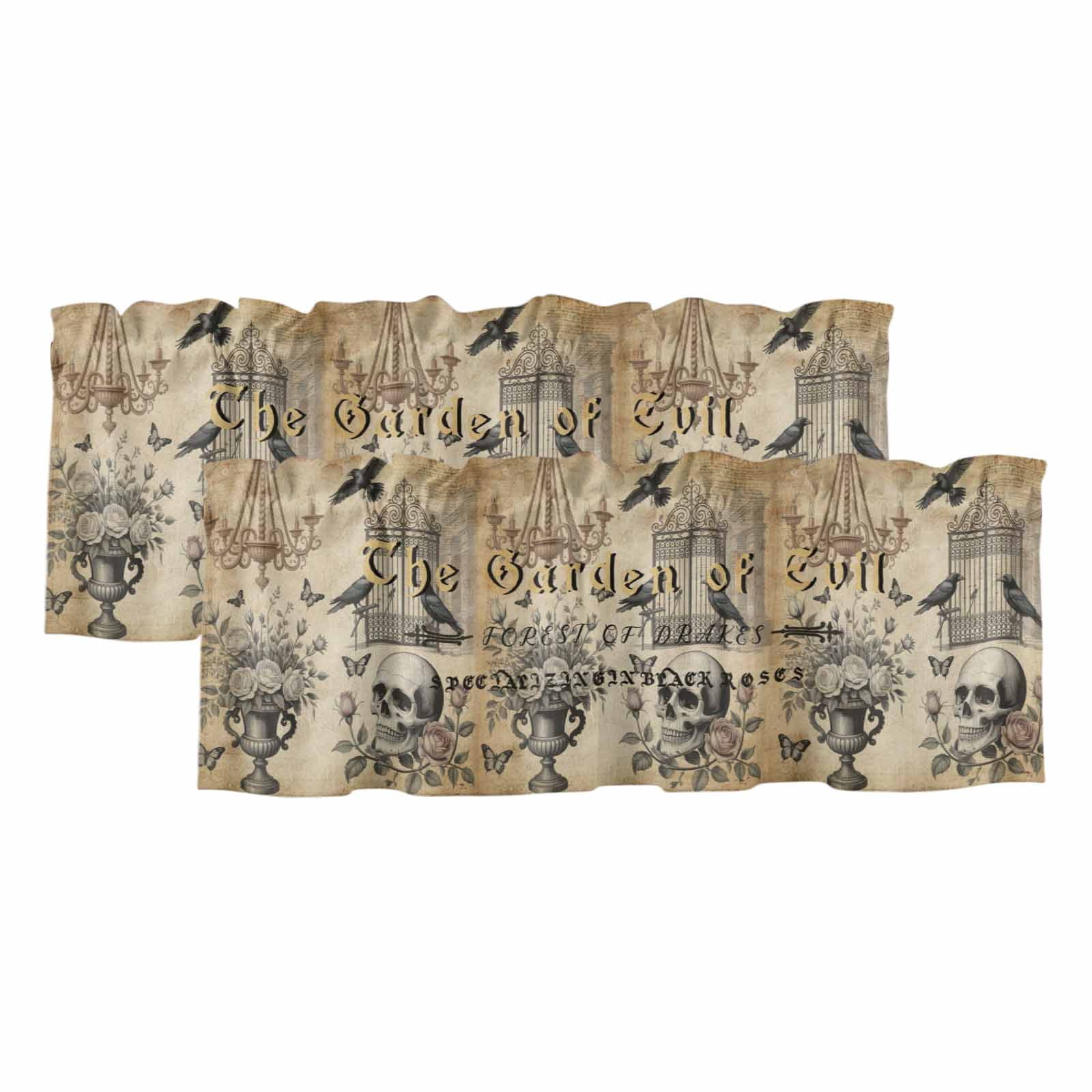 2 Pack Valances for Window, Halloween Short Curtains for Kitchen ...