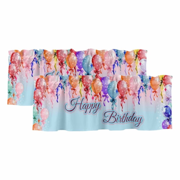 2 Pack Valances for Window, Happy Birthday Short Curtains for Kitchen ...