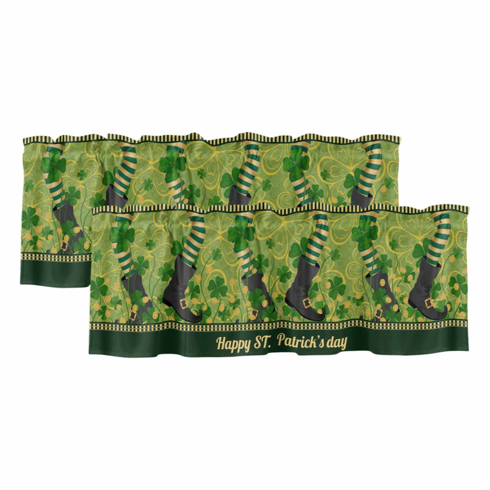 2 Pack Valances for Window, Happy St. Patrick's Short Curtains for ...
