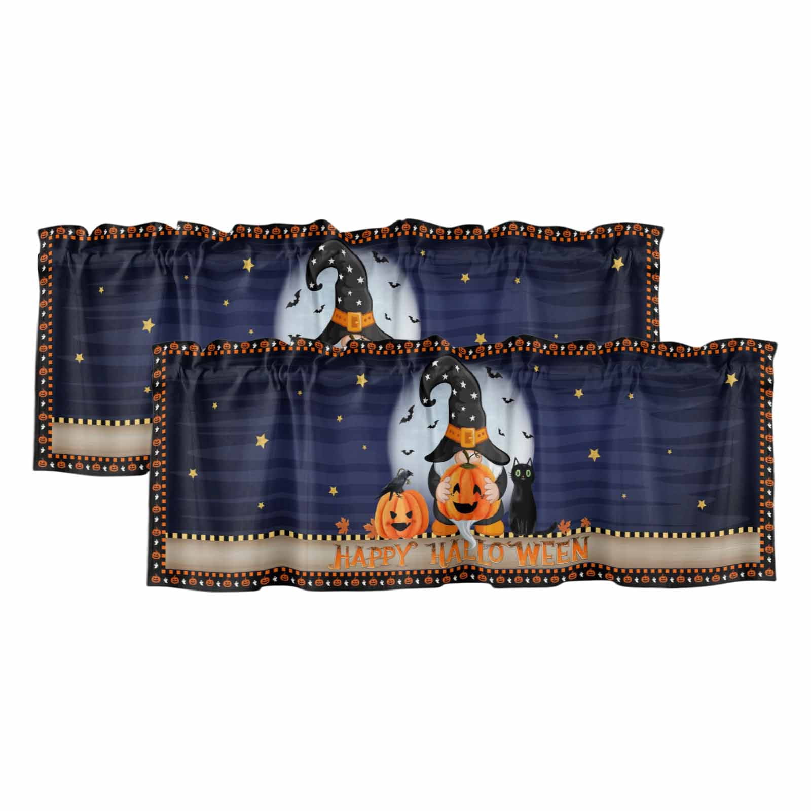 2 Pack Valances for Window, Navy Blue Halloween Short Curtains for ...