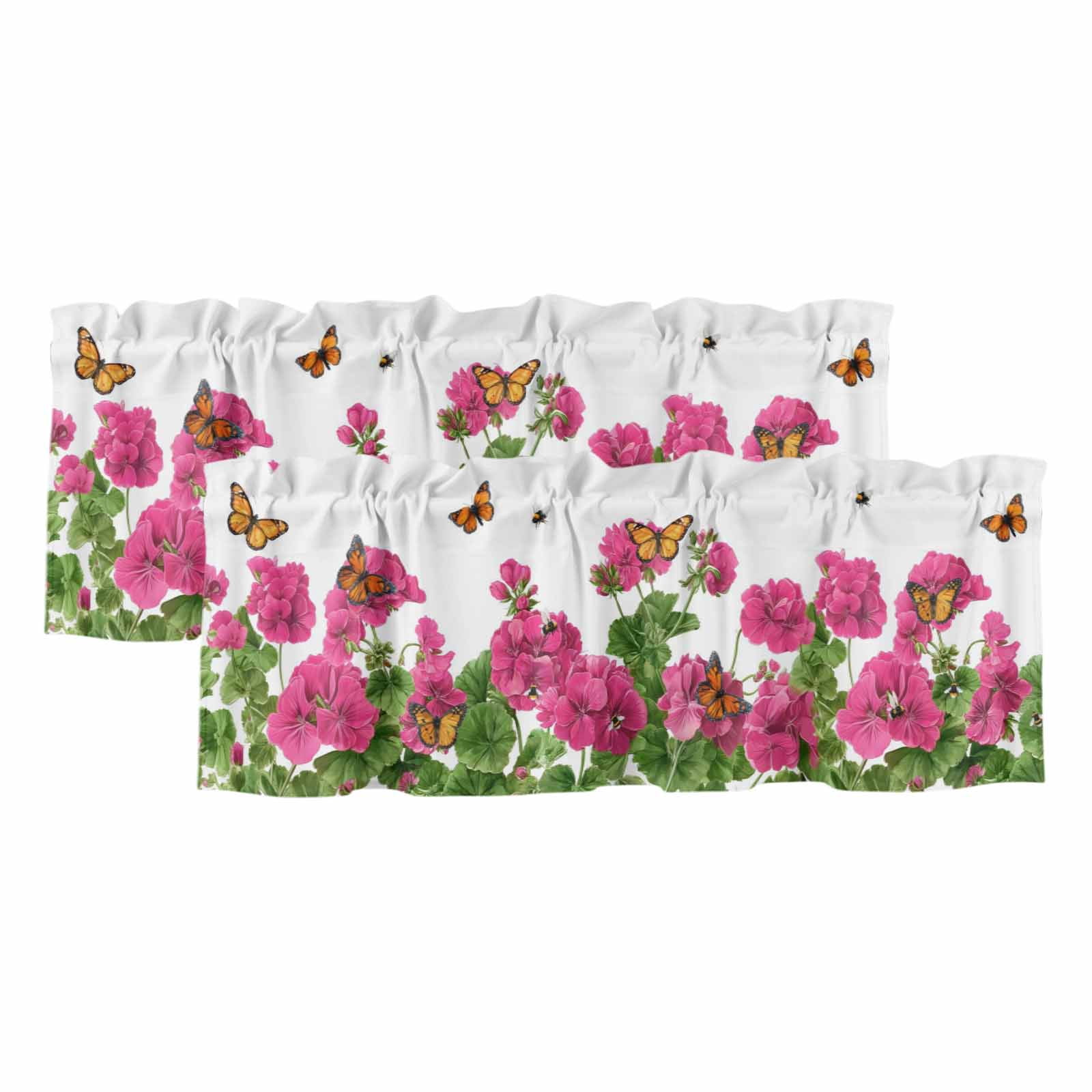 2 Pack Valances for Window, Pink Spring Floral Short Curtains for ...