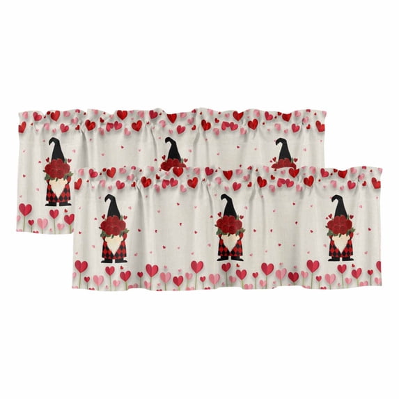 2 Pack Valances for Window, Red Gnomes Valentine's Day Short Curtains ...
