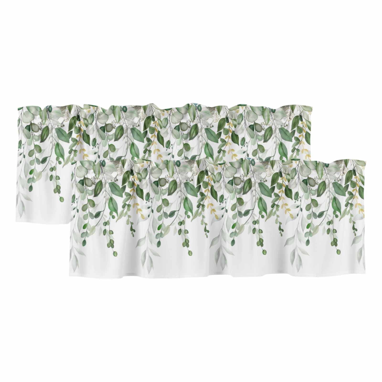 2 Pack Valances for Window, Sage Green Eucalyptus Short Curtains for ...