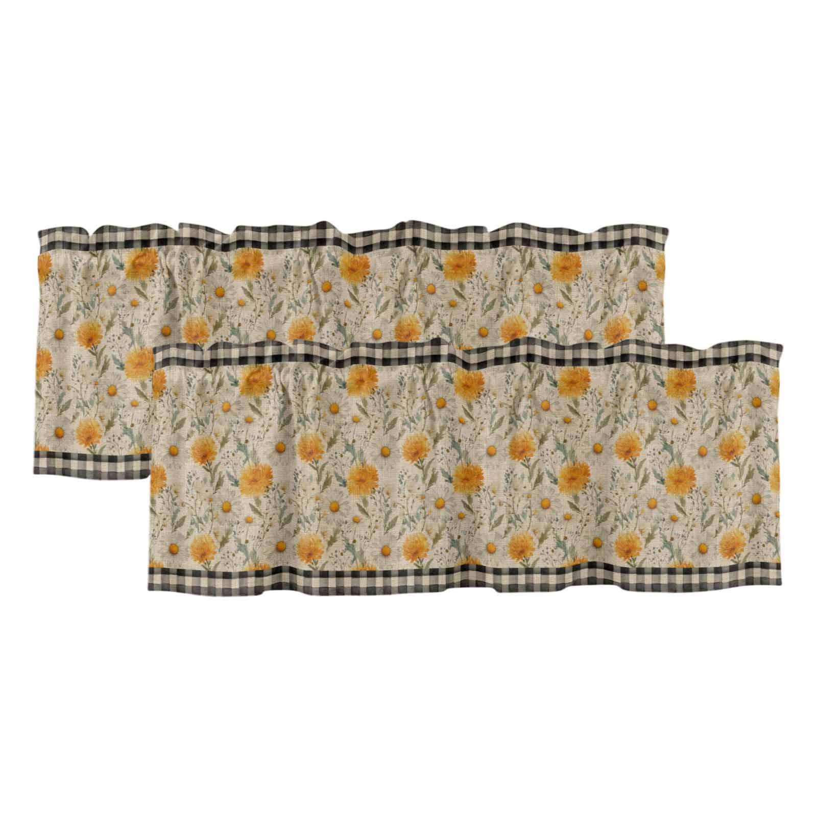 2 Pack Valances for Window, Spring Daisy Short Curtains for Kitchen ...