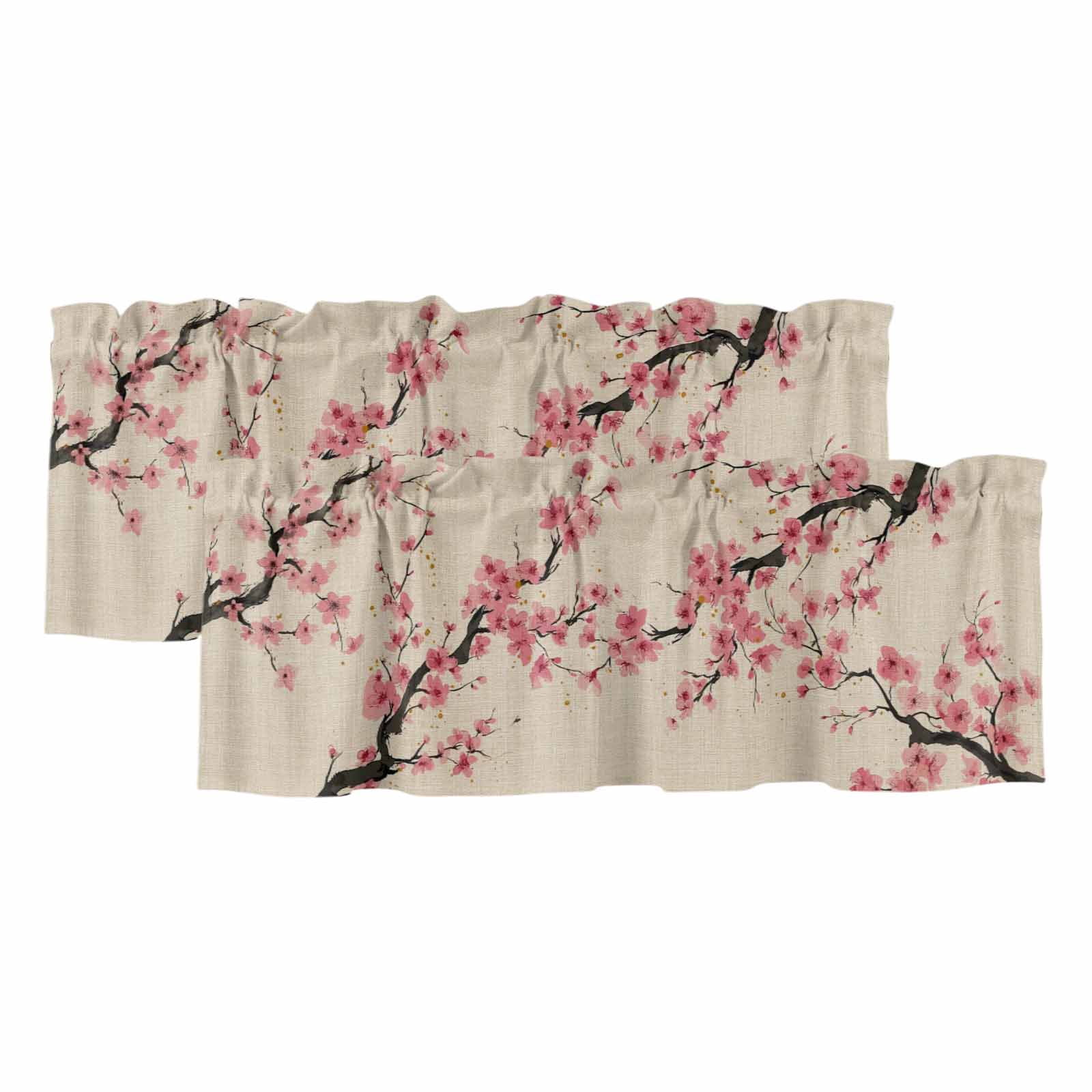 2 Pack Valances for Window, Spring Flowers Short Curtains for Kitchen ...