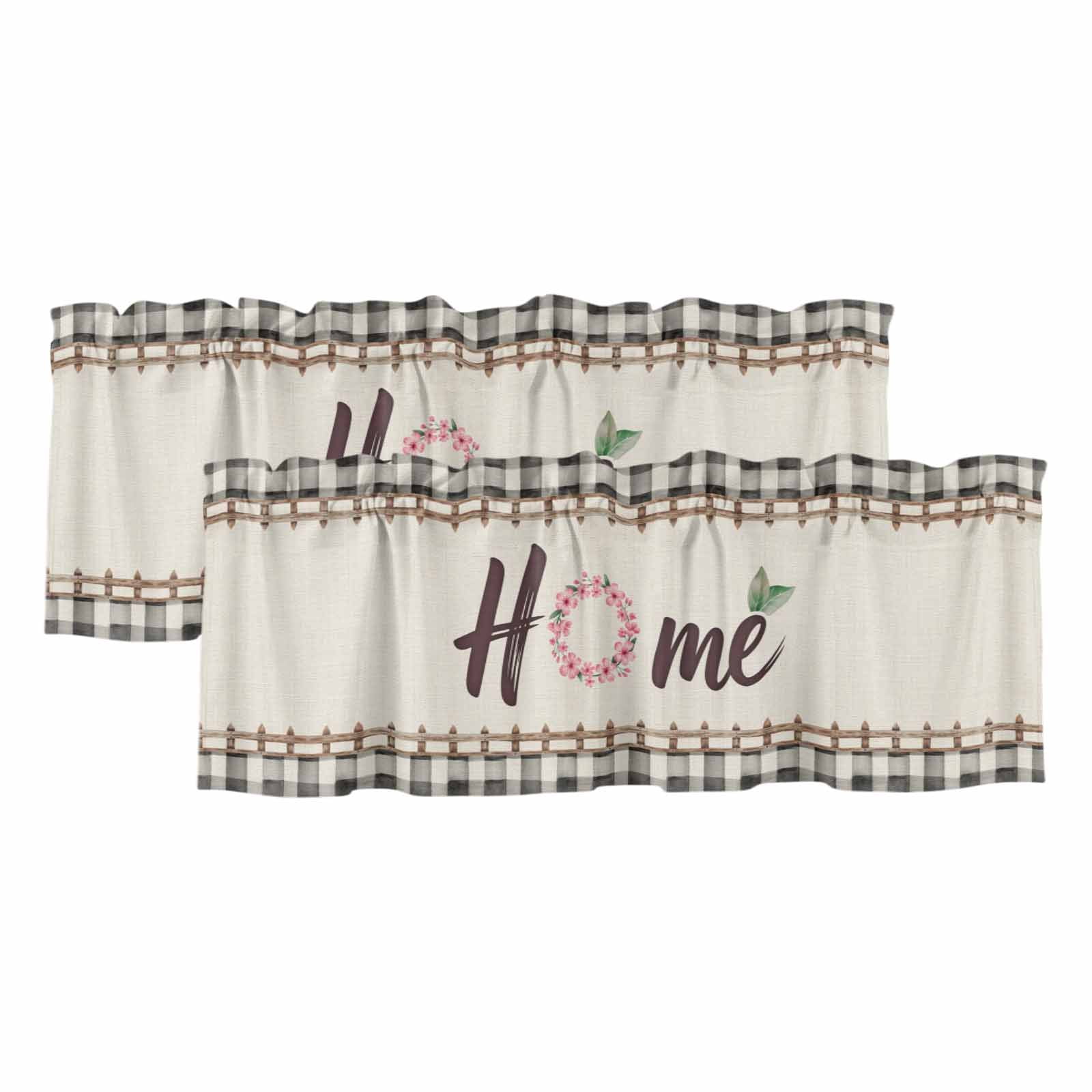 2 Pack Valances for Window, Spring Flowers Short Curtains for Kitchen ...