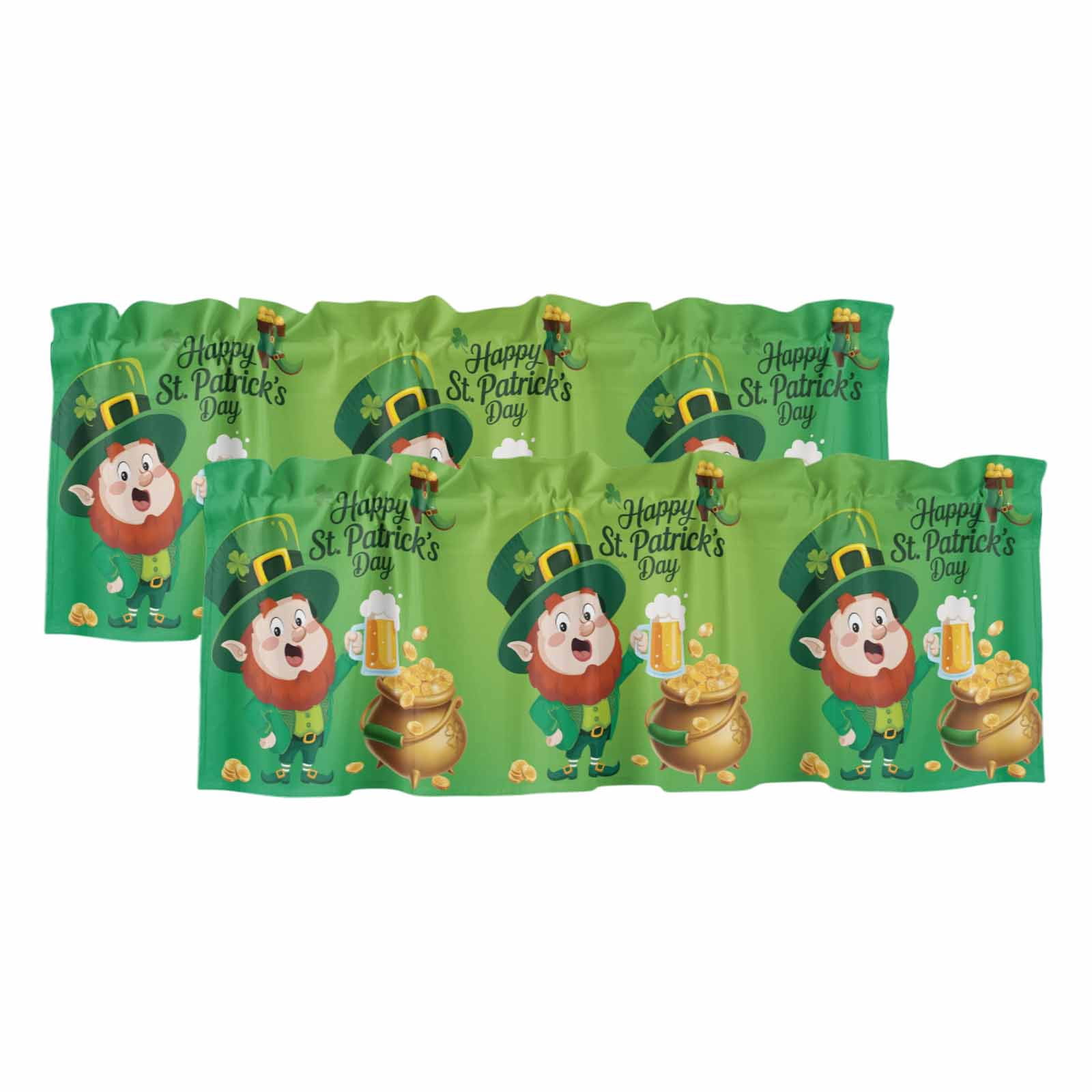 2 Pack Valances for Window, St. Patrick's Day Short Curtains for ...